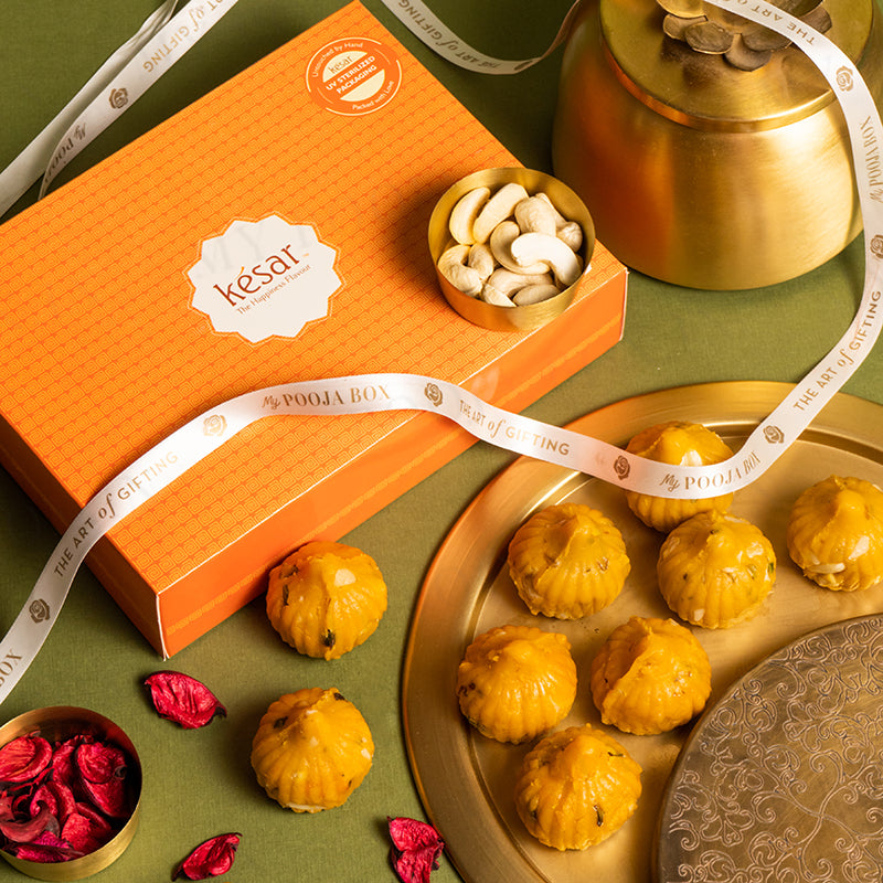Buy Kaju-Mango Modak 12PC Sweet Box for Ganesh Chaturthi Online in ...